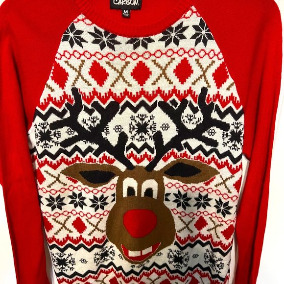Carbon | Sweaters | Carbon Rudolph Red Nose Reindeer Rackugly Holiday ...